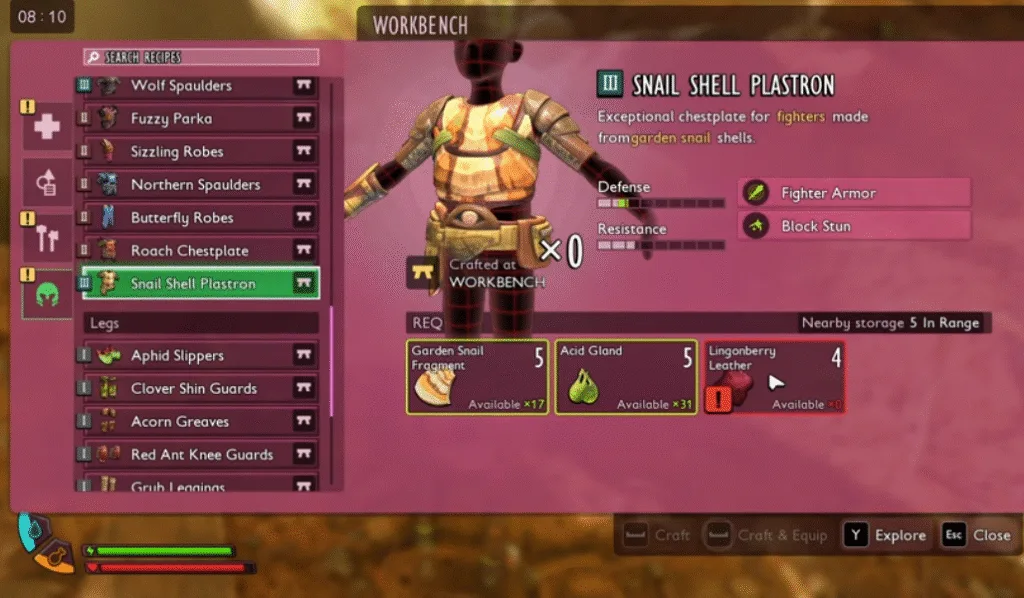 How to Craft Tier 3 Snail Shell Armor Set in Grounded 2